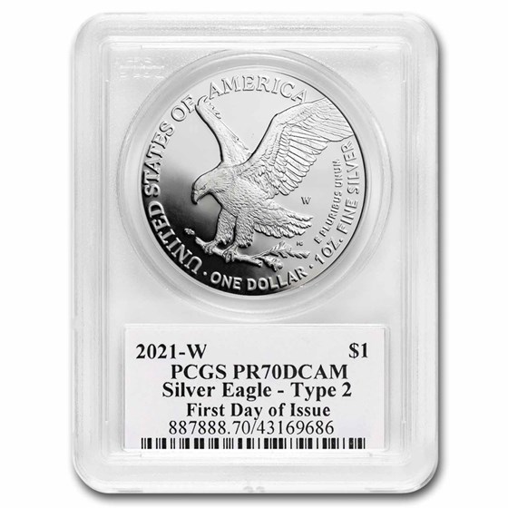 Buy 2021-W American Silver Eagle (Type 2) PR-70 PCGS (FDI, Cleveland) | APMEX