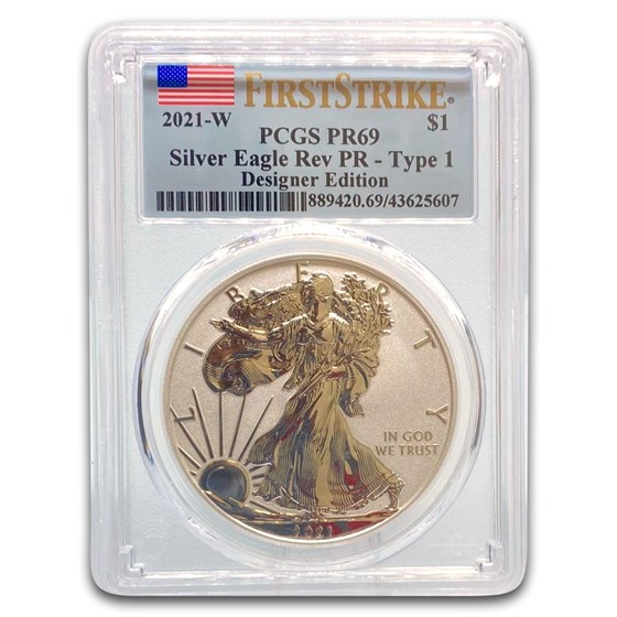 2021-W Silver Eagle (T1) Rev Proof PR-69 PCGS (FS®, Designer)