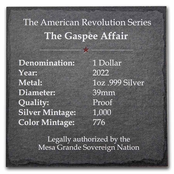 Buy 2022 1 oz Ag $1 American Rev The Gaspee Affair (Colorized) | APMEX