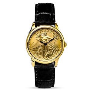 Buy 2022 1 oz Gold Eagle Leather Band Watch | APMEX