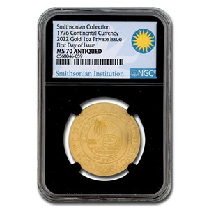 Buy 2022 1 oz Gold Continental Currency PF-70 NGC (Antiqued, FDI) | APMEX