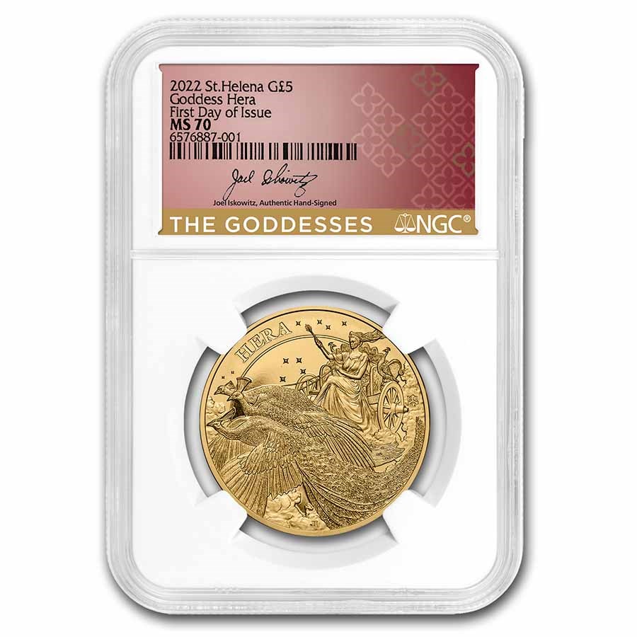 Buy 2022 1 oz Gold Goddesses: Hera and the Peacock MS-70 NGC (FDI) | APMEX