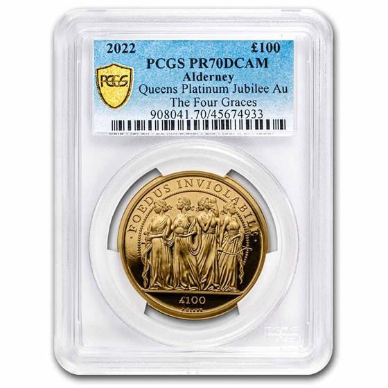 Buy 2022 Alderney 1 oz Gold Four Graces PR-70 PCGS | APMEX