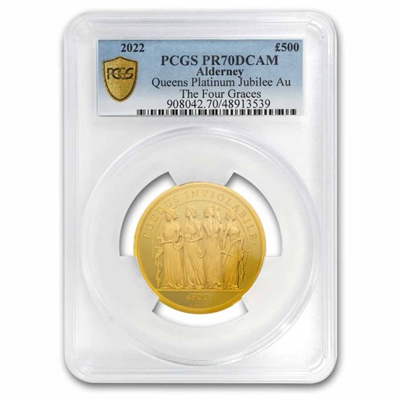 2022 Alderney 5 oz Gold Four Graces PR-70 PCGS