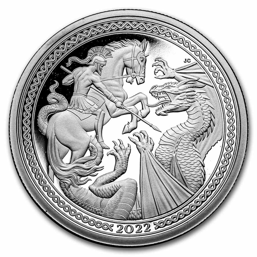Buy 2022 Ascension Isl. 2 oz Silver Saint George and the Dragon Proof ...