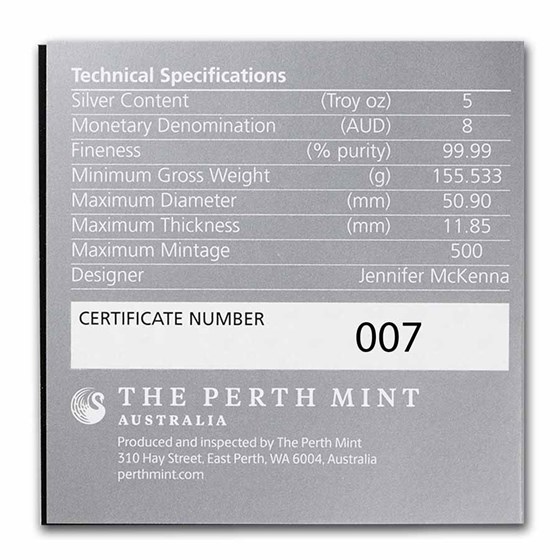 Buy 2022 AUS 5 oz Silver Swan Proof COA #7 (High Relief, w/Box & COA ...