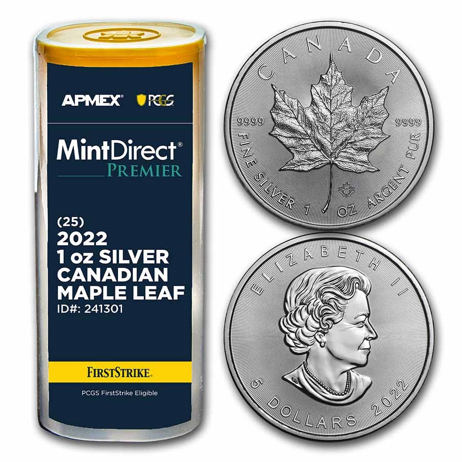 Buy 2022 CAN Silver Maple Leaf (25-Coin MD® Premier Tube + PCGS FS) | APMEX