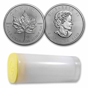 Buy 2022 Canada 1 oz Silver Maple Leaf BU (Tube of 25) | APMEX