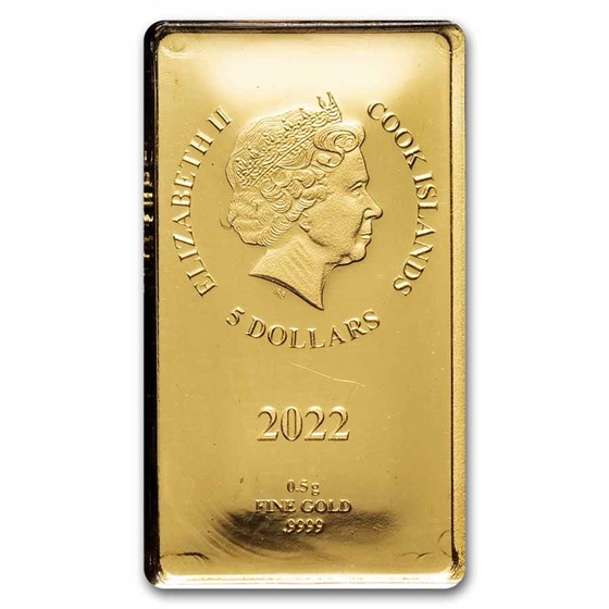2022 Cook Islands 1/2 gram Gold Bar Lord of the Rings-Gandalf