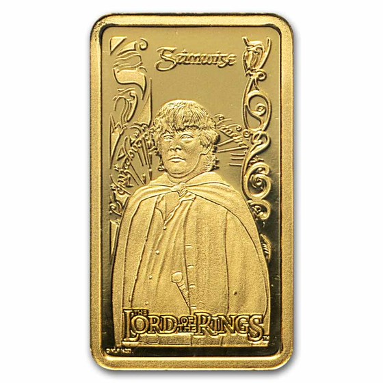 2022 Cook Islands 1/2 gram Gold Bar Lord of the Rings-Samwise