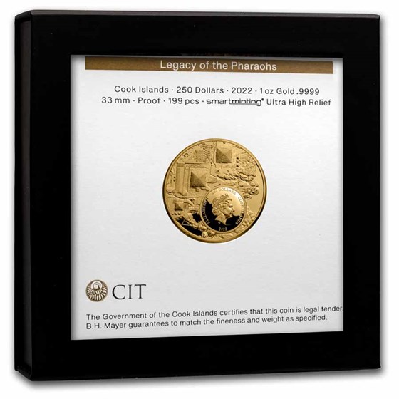 Buy 2022 Cook Islands 1 oz Gold High Relief Legacy of the Pharaohs | APMEX