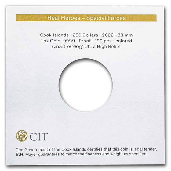 Buy 2022 Cook Islands 1 oz Gold Real Heroes: Special Forces | APMEX