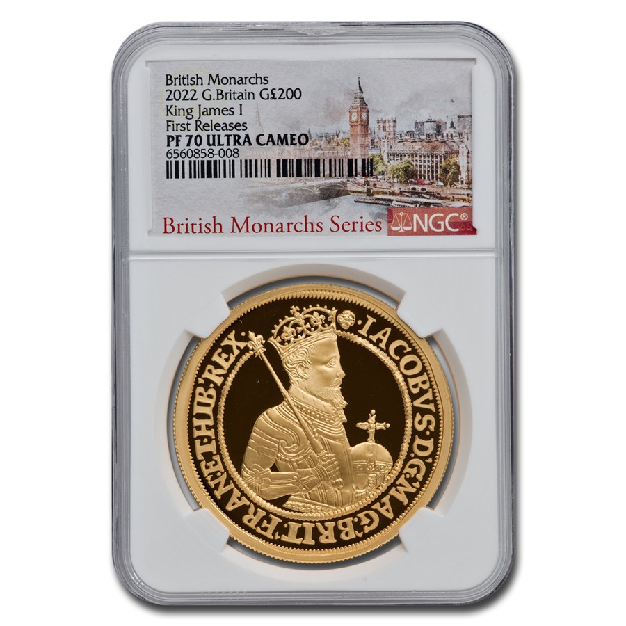 Buy 2022 England 2 oz Gold Monarchs King James I PF-70 NGC (FR) | APMEX