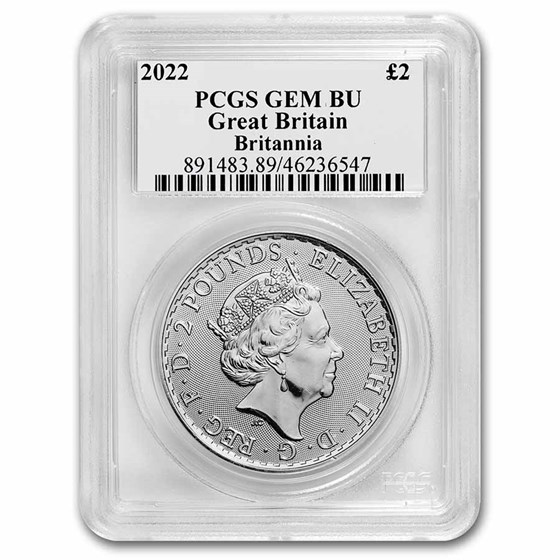 Buy 2022 GB 1 oz Ag Britannia PCGS-GEM BU (Memorial Label) Spotted | APMEX