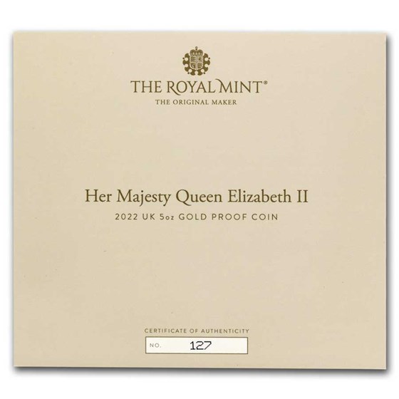 Buy 2022 GB 5 oz £500 Gold Her Majesty Queen Elizabeth (Box/COA) | APMEX