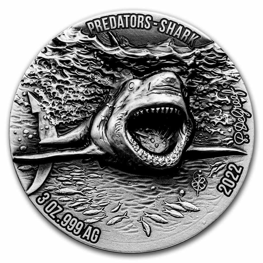 Buy 2022 IC 3 oz Silver Predators: Great White Shark | APMEX