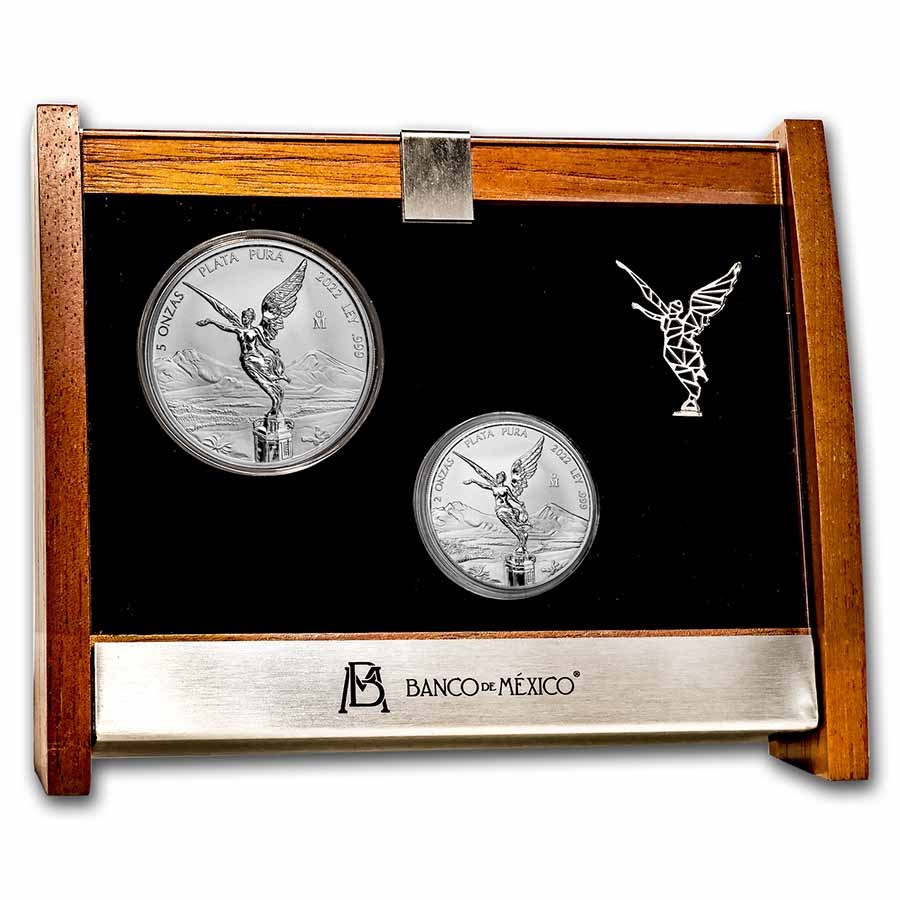 Buy 2022 Mexico 2-Coin Silver 2 oz & 5 oz Reverse Proof Set | APMEX