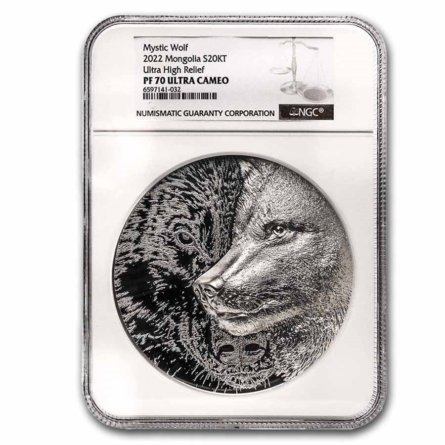 2022 Mongolia 1 kilo Silver Proof Mystic Wolf PF-70 NGC
