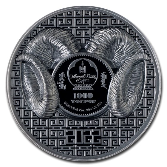 Buy 2022 Mongolia 2 oz Silver Black Argali Ram PR-70 PCGS (FDI) | APMEX