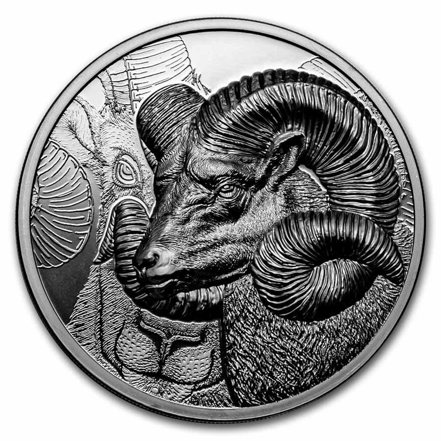 Buy 2022 Mongolia 2 oz Silver Black Proof Magnificent Argali (Ram) | APMEX