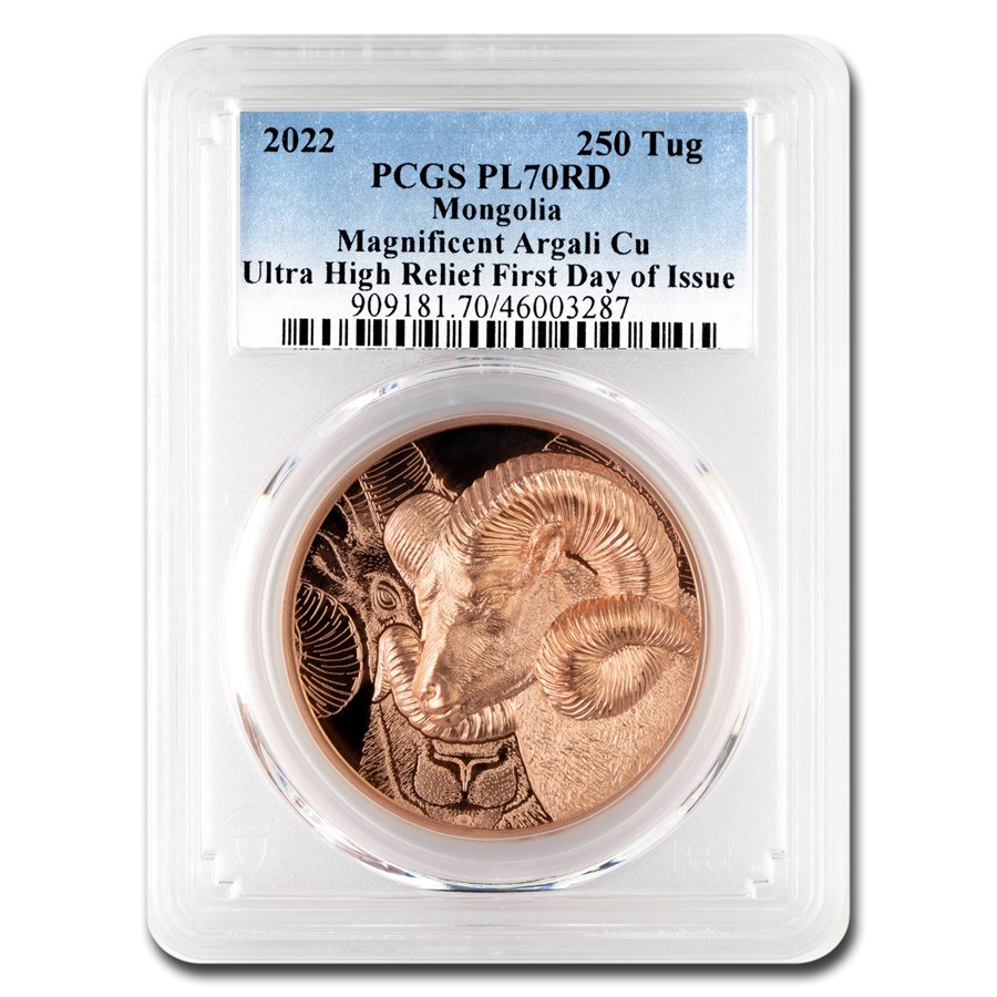 Buy 2022 Mongolia 50 gram Copper Argali Ram PL-70 PCGS (Red, FDI) | APMEX