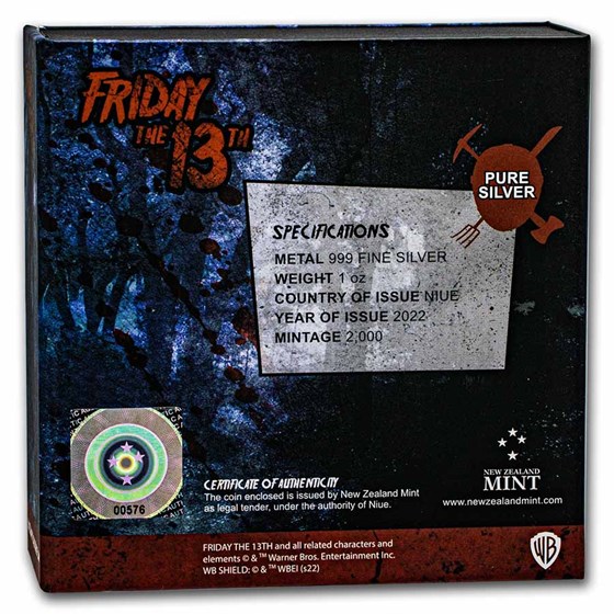 Buy 2022 Niue $2 1 oz Silver Friday the 13th Jason Mask Coin | APMEX