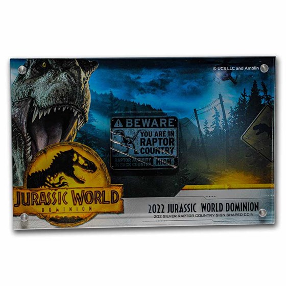 Buy 2022 2 oz Silver $5 Jurassic World Raptor Coin | APMEX