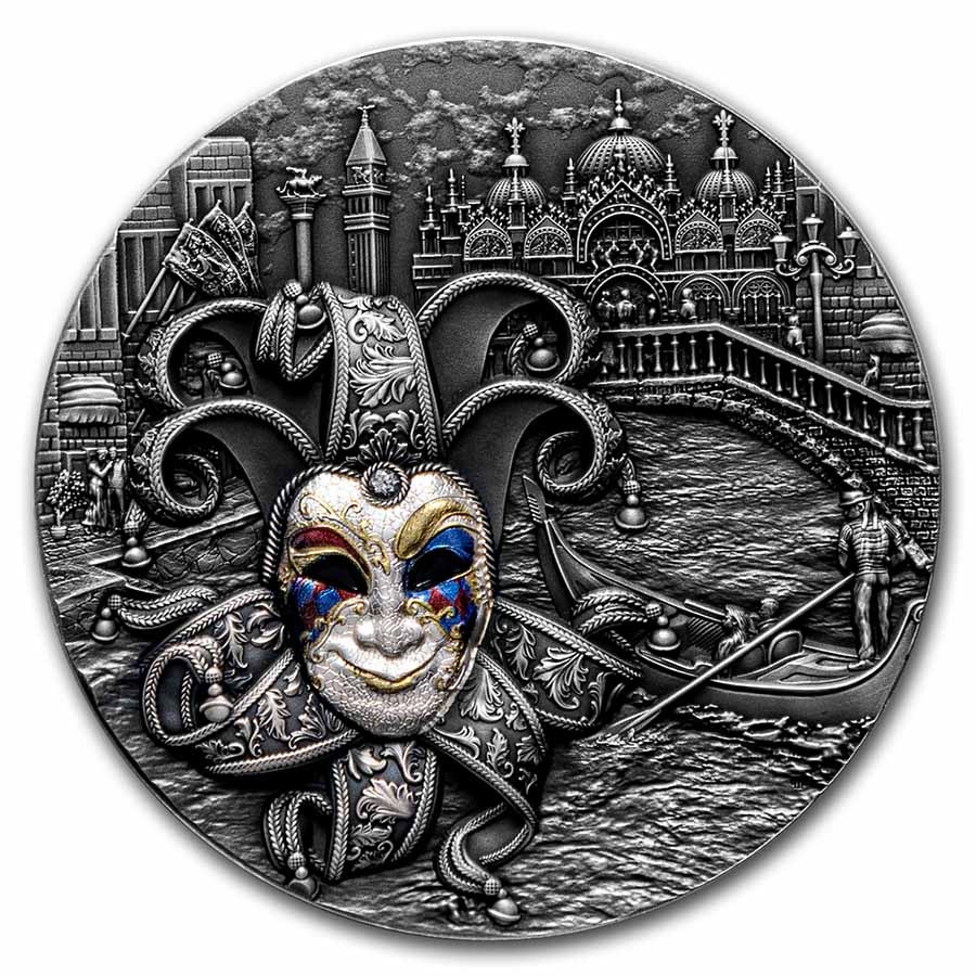 Buy 2022 Niue 2 oz Silver Antique Venetian Mask | APMEX