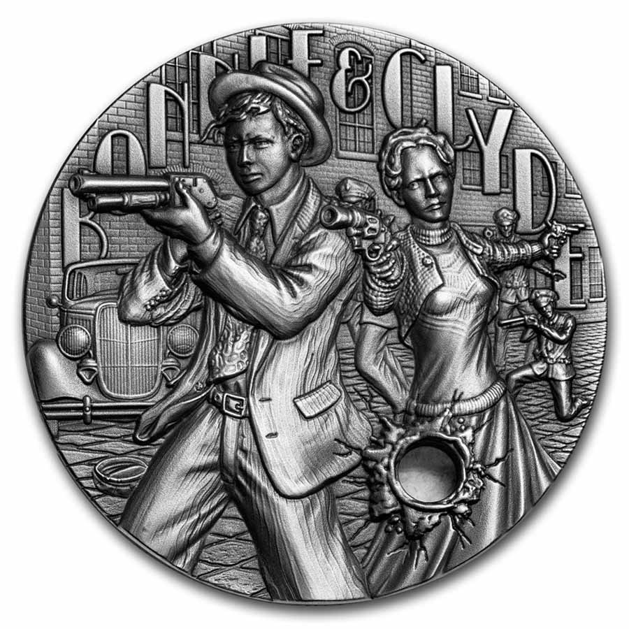 Buy 2022 Niue 2 oz Silver The Gangsters: Bonnie and Clyde - (No Pkg ...