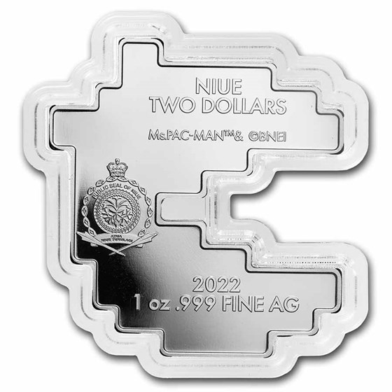 Buy 2022 1 oz Silver $2 Ms PAC-MAN Shaped Coin | APMEX