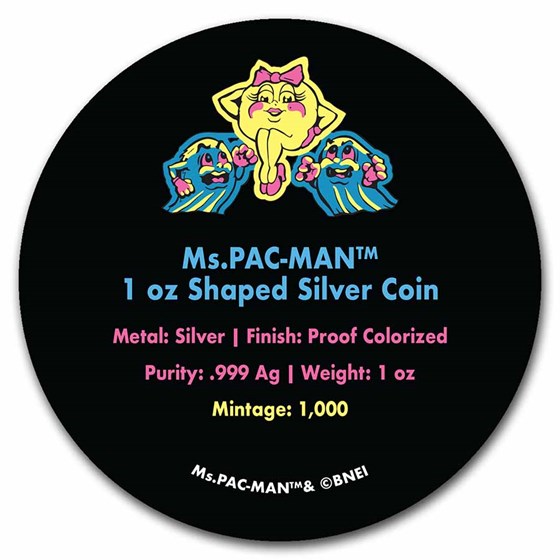 Buy 2022 1 oz Silver $2 Ms PAC-MAN Shaped Coin | APMEX