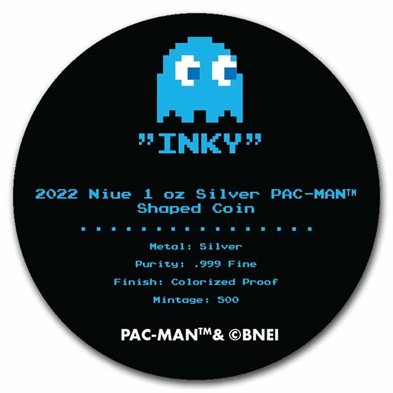 Buy 2022 1 oz Silver $2 PAC-MAN GHOST INKY Colorized | APMEX
