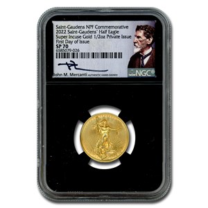 Buy 2022 NPF 1/2 oz Gold St Gaudens Super Incuse Half Eagle SP-70 FDI | APMEX