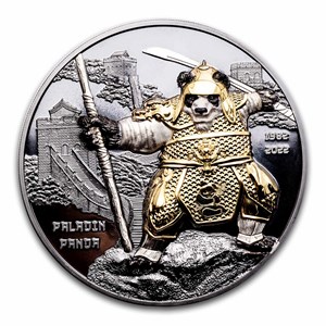 2022 Palau 3 oz Silver 40th Anniversary Paladin Panda (Dmg COA)