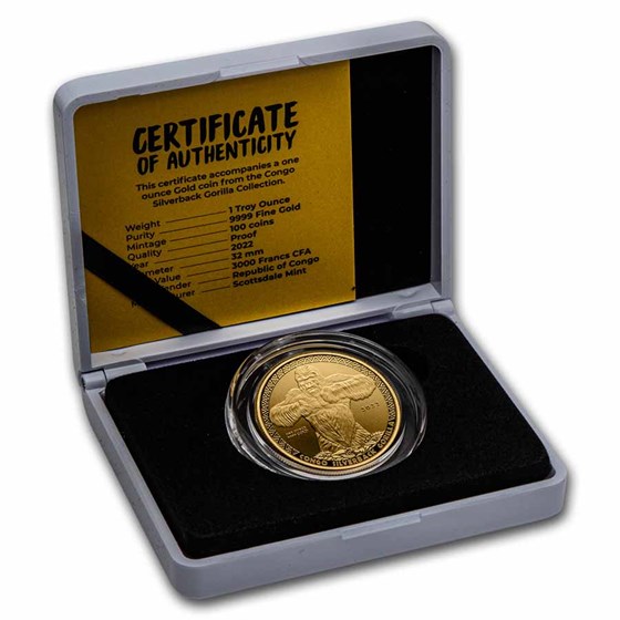 Buy 2022 Republic of Congo 1 oz Gold Proof Silverback Gorilla | APMEX