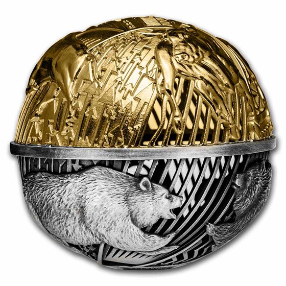 Buy 2022 Samoa 2 oz Silver Bull & Bear Spherical Coin | APMEX