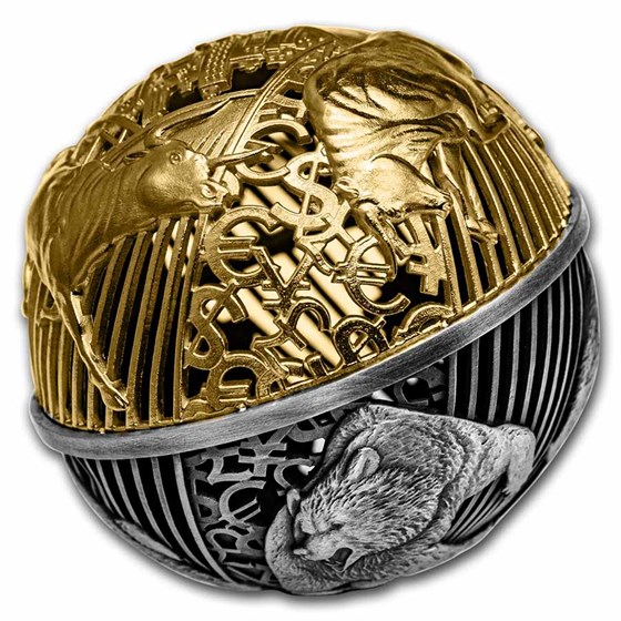 Buy 2022 Samoa 2 oz Silver Bull & Bear Spherical Coin | APMEX