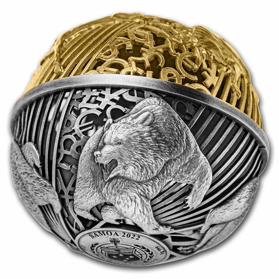 Buy 2022 Samoa 2 oz Silver Bull & Bear Spherical Coin | APMEX