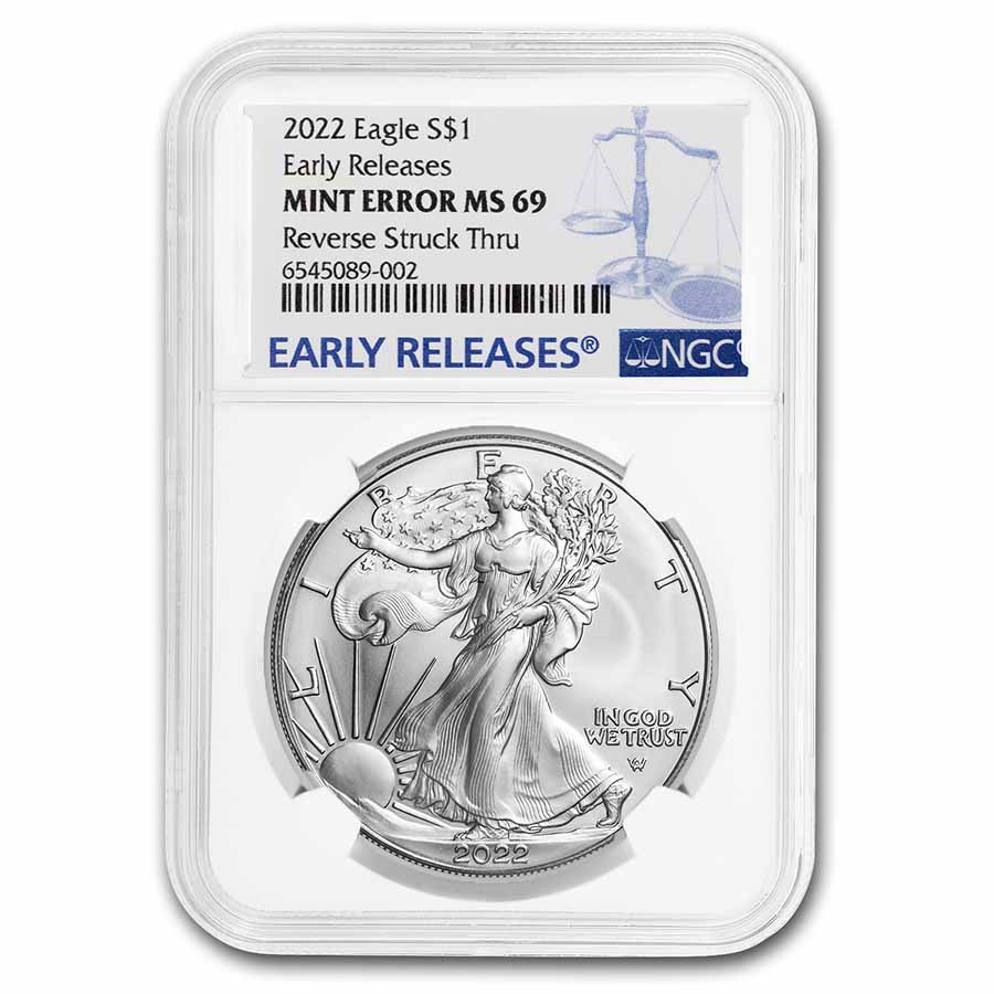 Buy 2022 Silver Eagle Error MS-69 Rev Struck-Thru | APMEX