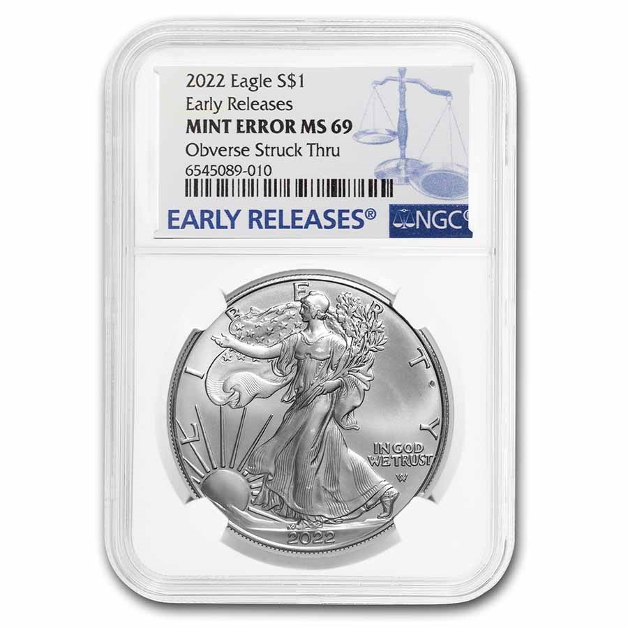 Buy 2022 Silver Eagle MS-69 NGC (ER, Error, Minor Obv Struck-Thru) | APMEX