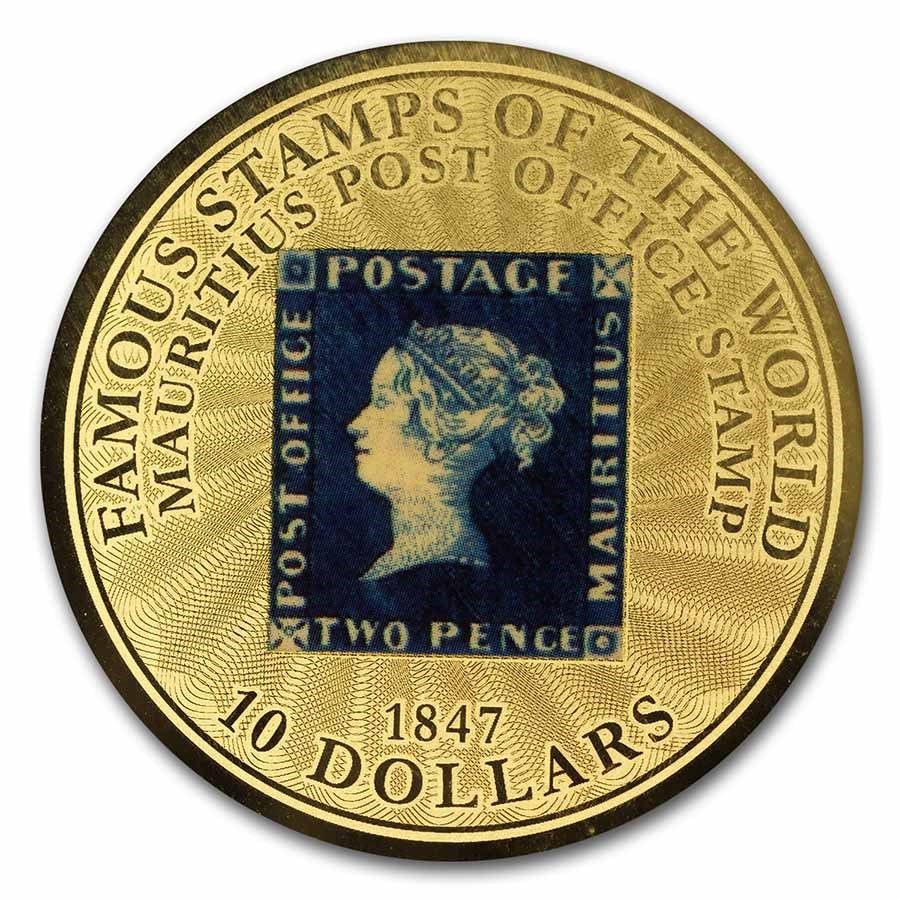 Buy 2022 Solomon Islands 1/100 oz Gold Blue Mauritius Stamp Coin | APMEX