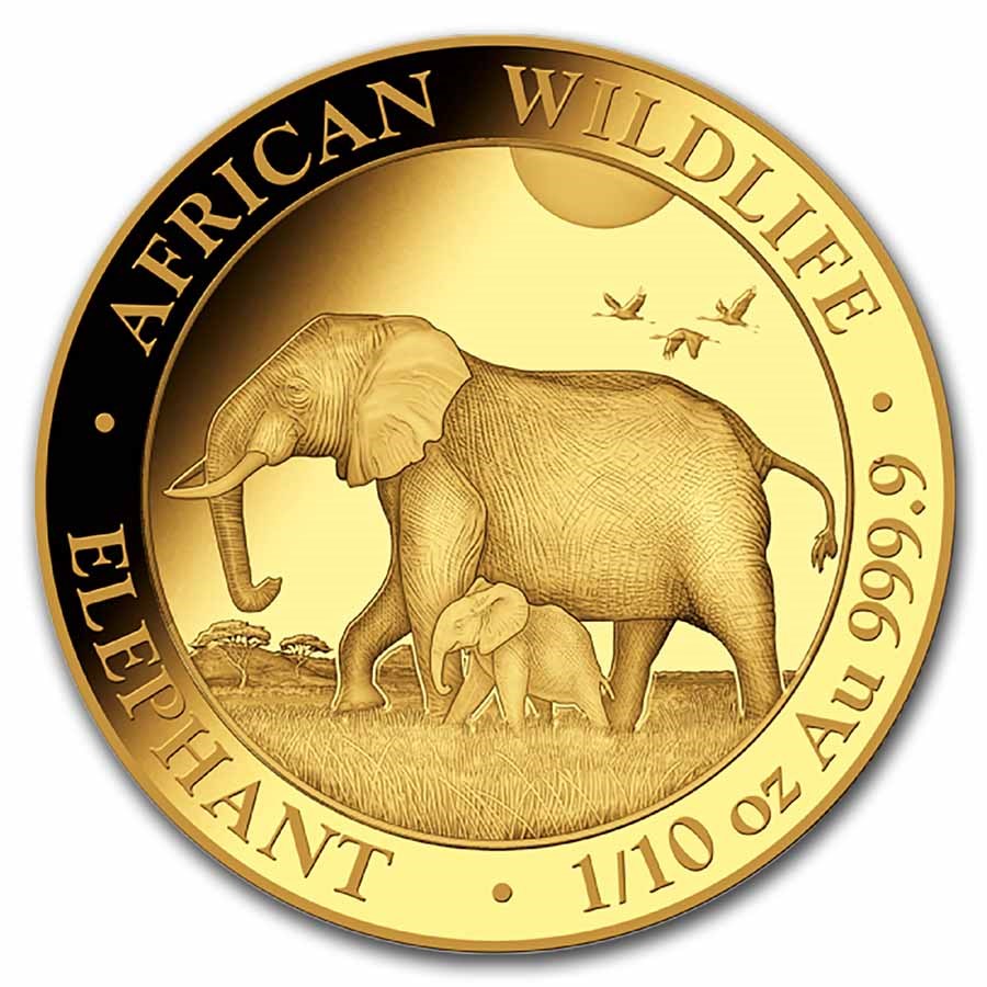 Buy 2022 Somalia 1/10 oz Gold African Elephant BU | APMEX