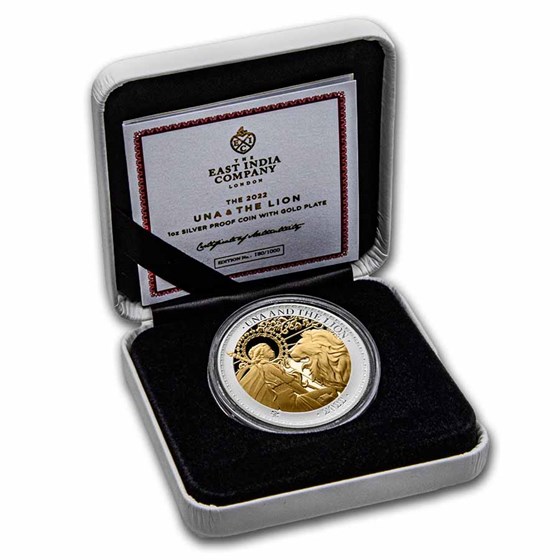 Buy 2022 St. Helena 1 oz Silver Una and the Lion Proof (Gold-Plated ...