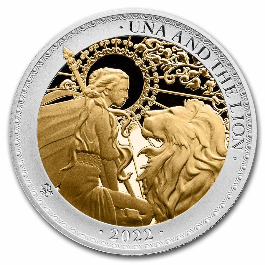 Buy 2022 St. Helena 1 oz Silver Una and the Lion Proof (Gold-Plated ...