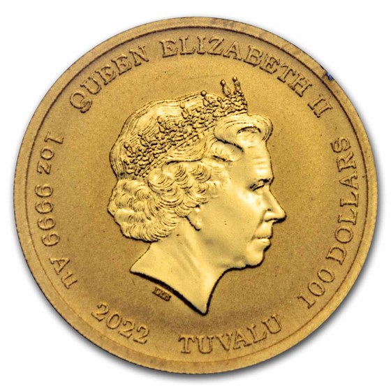 2022 Tuvalu 1 oz Gold James Bond 60 Years of Bond Coin in Assay