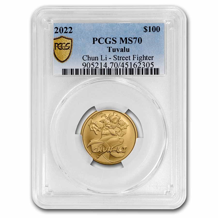 Buy 2022 Tuvalu 1 oz Gold Street Fighter: Chun Li MS-70 PCGS | APMEX