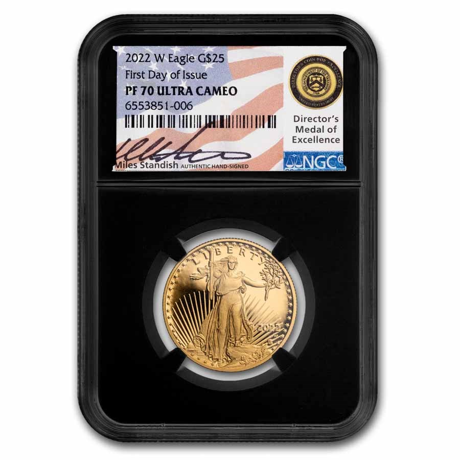 2022-W 1/2 oz Proof American Gold Eagle PF-70 NGC (FDI, Standish)