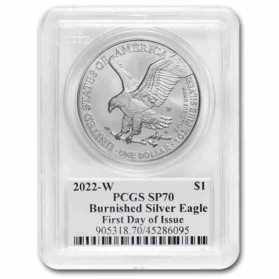 Buy 2022-W Burnished Silver Eagle SP-70 PCGS (FDI, Black) | APMEX
