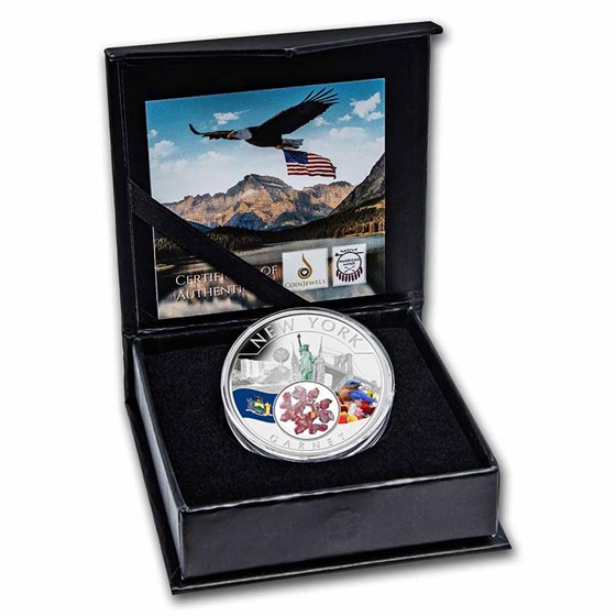 Buy 2023 1 oz Ag Treasures of the U.S. New York Garnet (Colorized) | APMEX