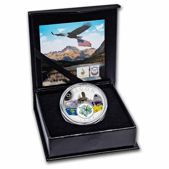 Buy 2023 1 oz Silver Treasures of the U.S. Oregon Jade (Colorized) | APMEX
